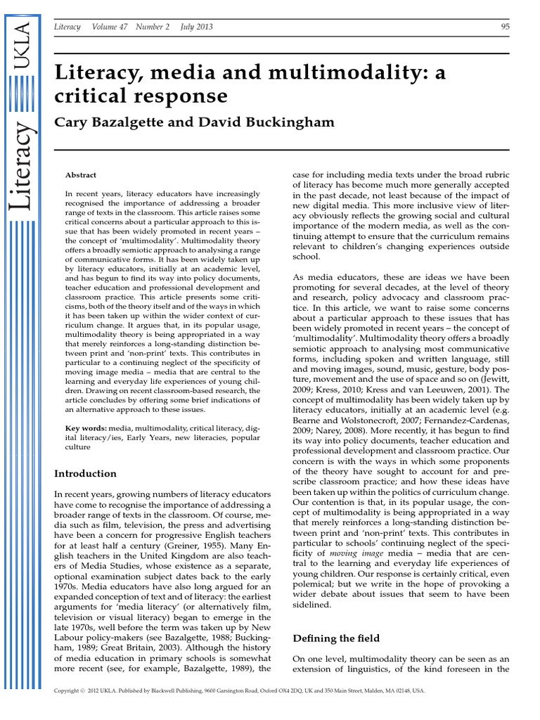 Literacy, Media and Multimodality | PDF | Semiotics | Literacy