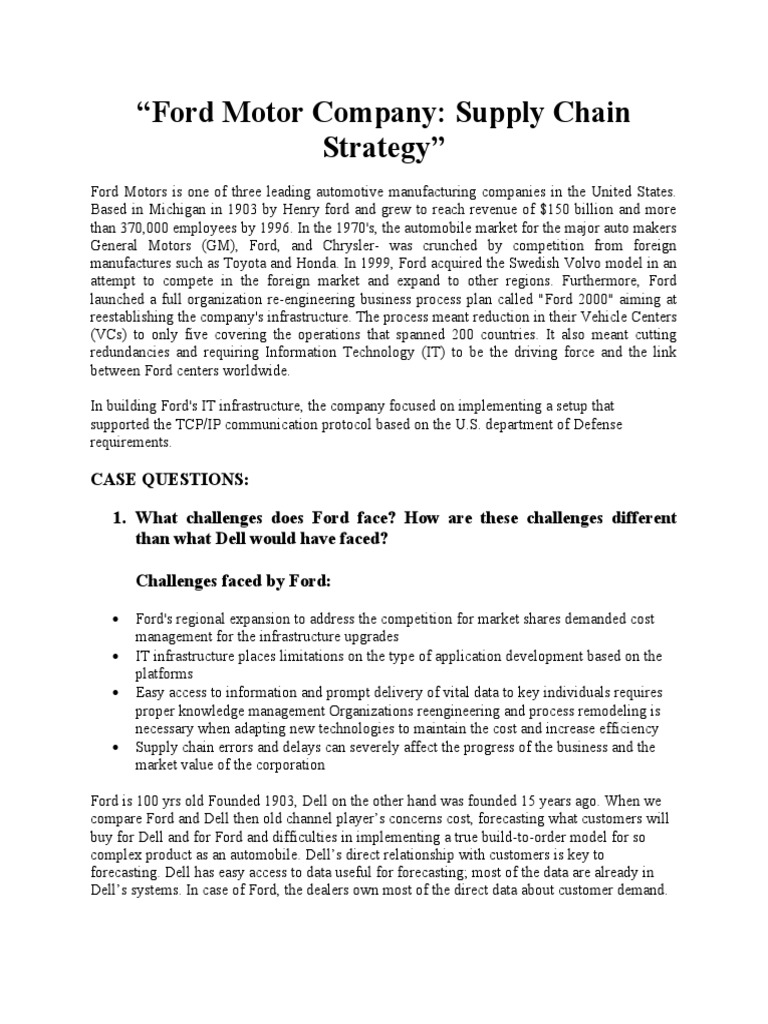 Ford Case | PDF | Ford Motor Company | Supply Chain