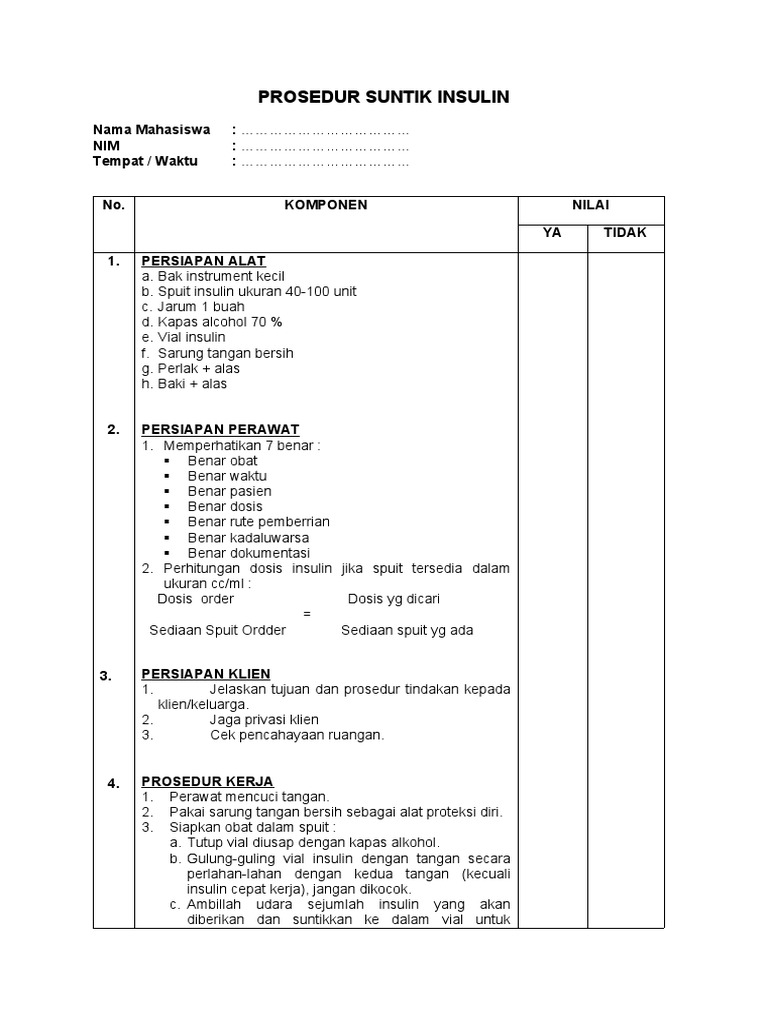 Prosedur Suntik Insulin | PDF | Kesehatan Holistik