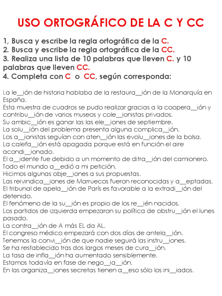 Reglas y uso de la C y CC | PDF