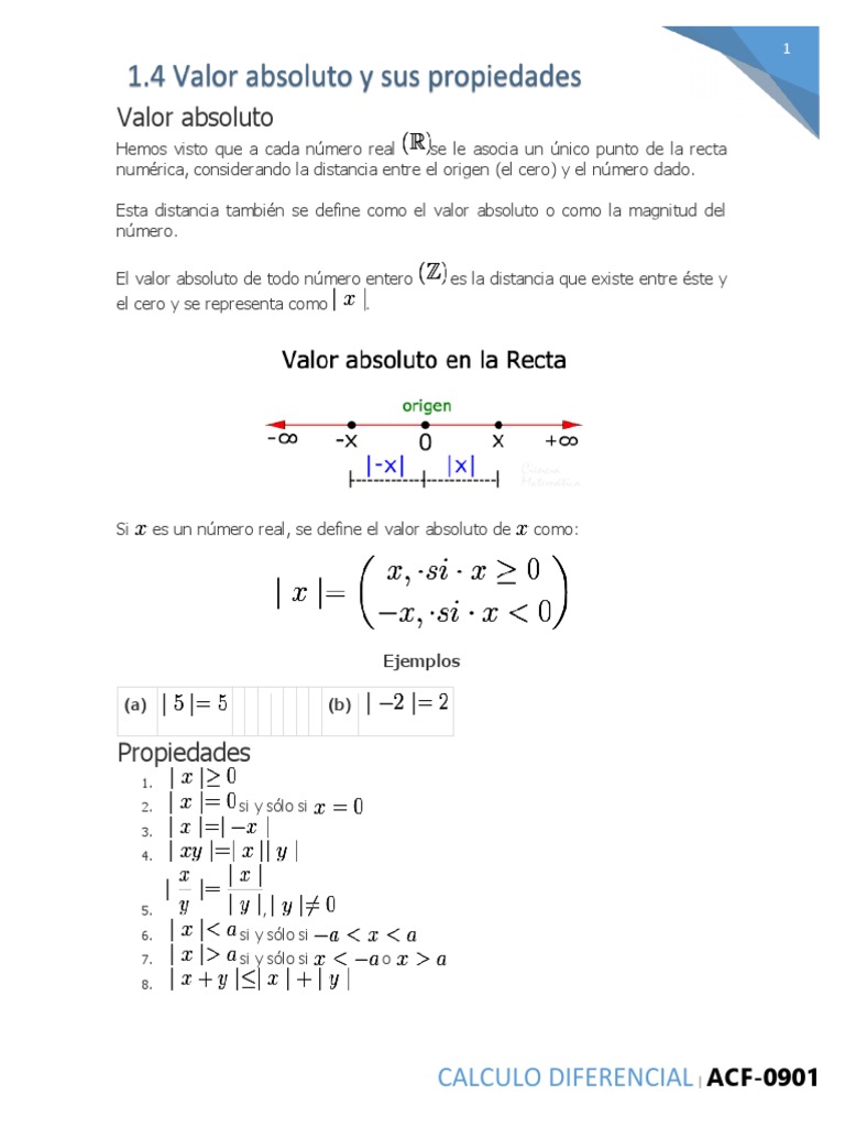 1.4 Valor Absoluto y Sus Propiedades | PDF