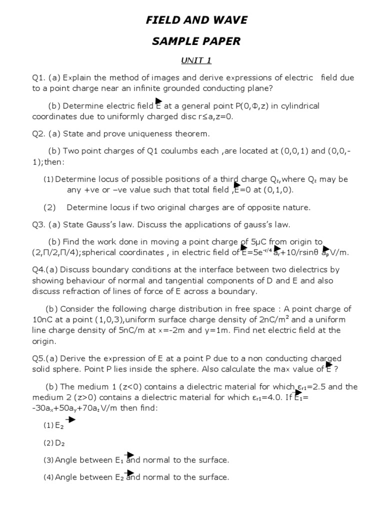 Electric Fields and Wave Theory Exam Guide | PDF | Transmission Line ...