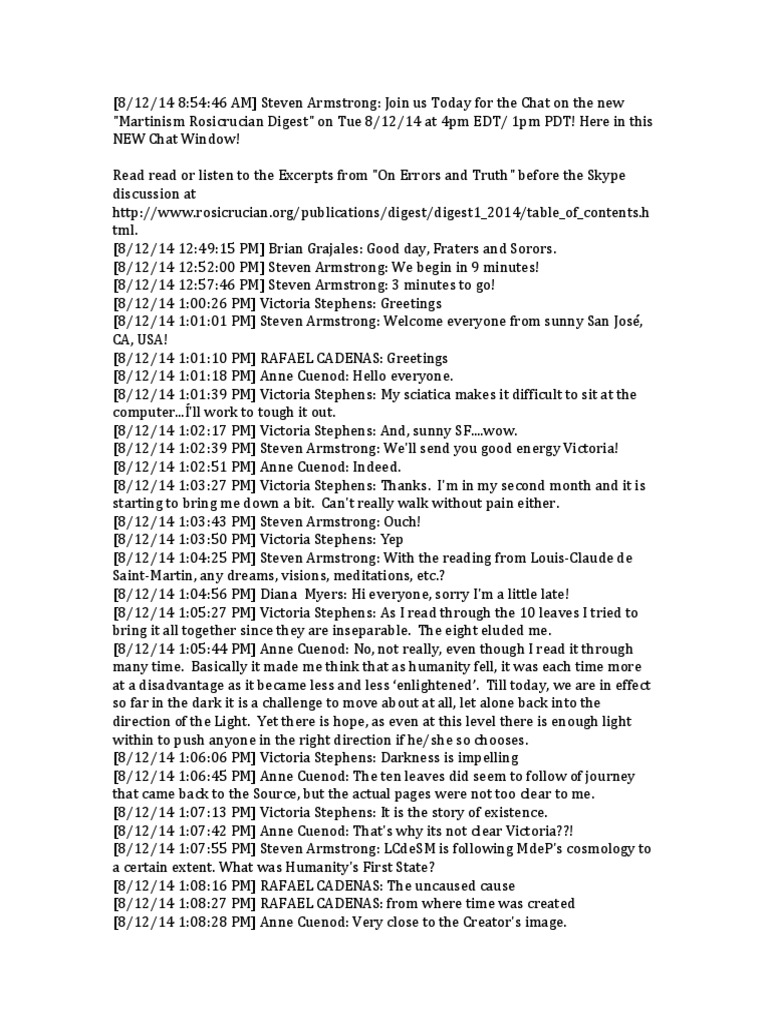 Martinism Discussion 2014-08-12 | PDF | Religious Behaviour And ...