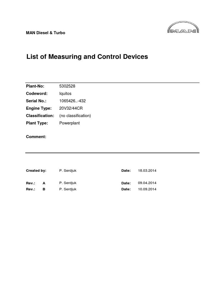 Measuring Devices for 20V32/44CR Engine | PDF | Turbocharger | Diesel ...