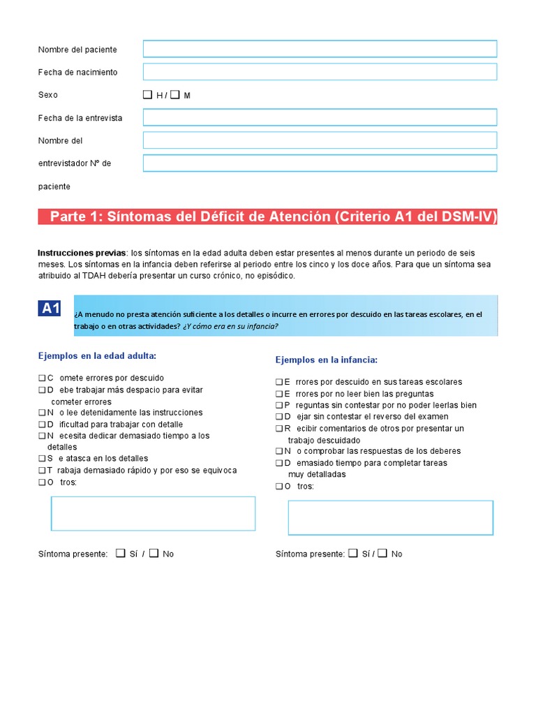 Test Adultos Tdah | Descargar gratis PDF | Desorden hiperactivo y ...