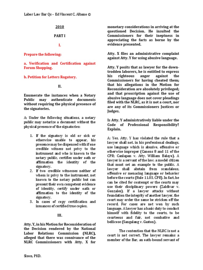 Bar Questions in Legal Ethics | PDF | Lawyer | Complaint