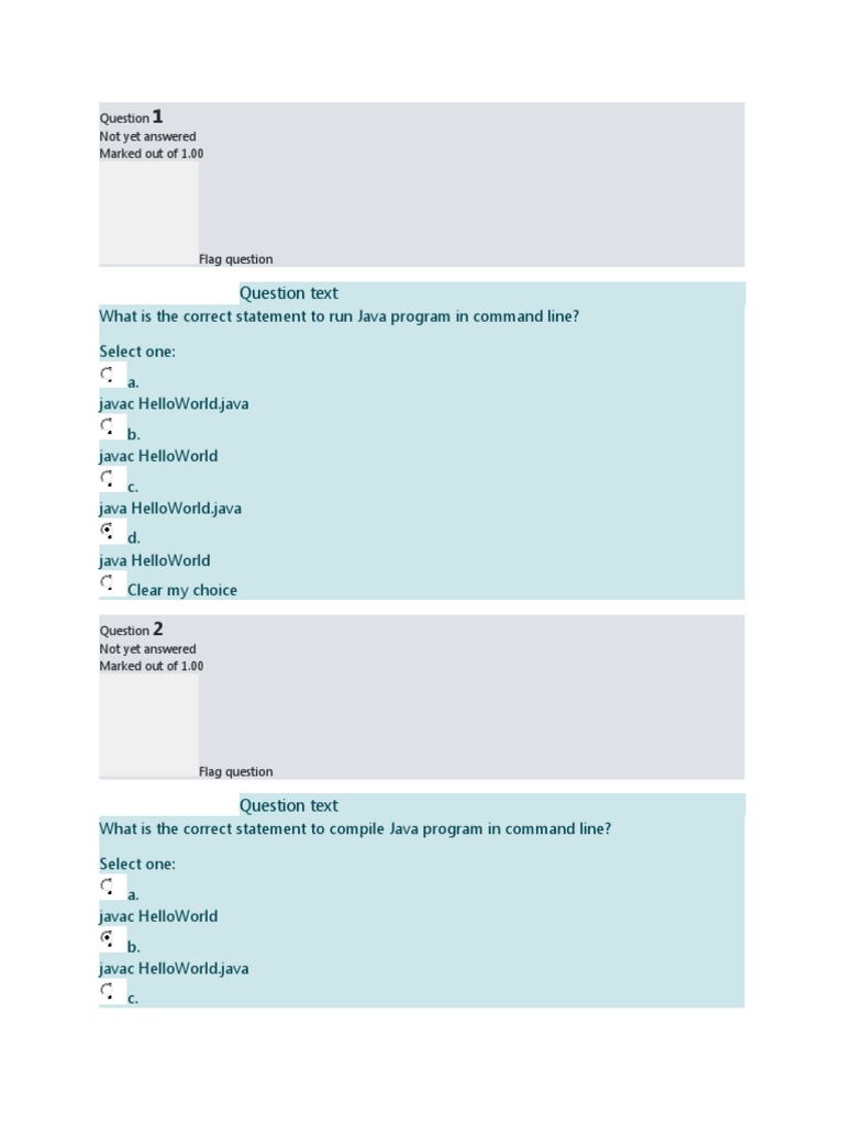 Understanding Java Programming Fundamentals Through Multiple Choice Questions | PDF | Class ...