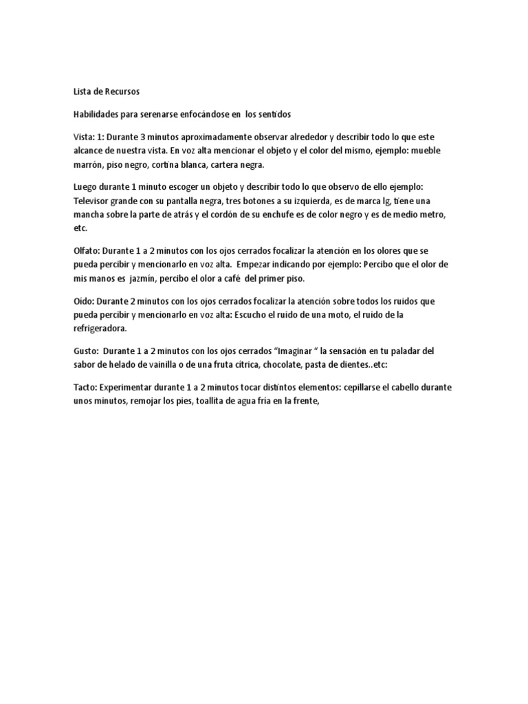 Lista de Recursos Regulacion Emocional | PDF