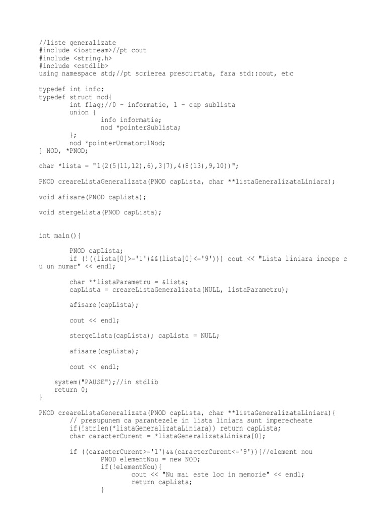 Curs 3 - Liste Generalizate | PDF