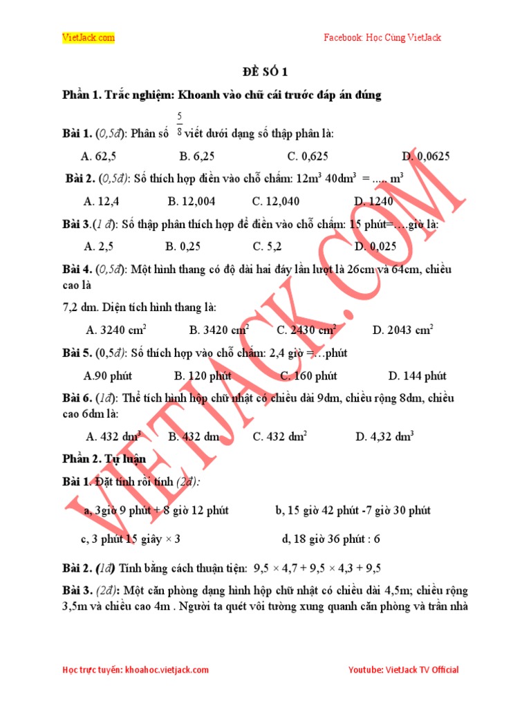 Bo de Thi Toan Lop 5 Giua Hoc Ki 2 | PDF