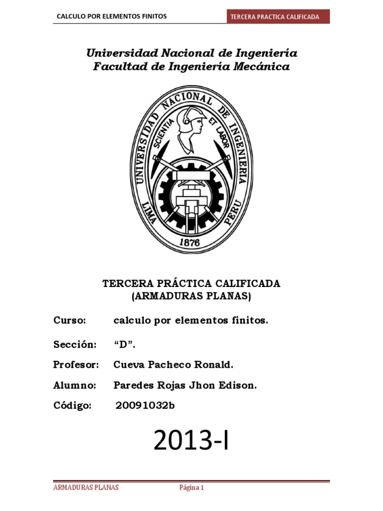 Finitos 3ra Practica | PDF | Método de elementos finitos | Elasticidad (Física)