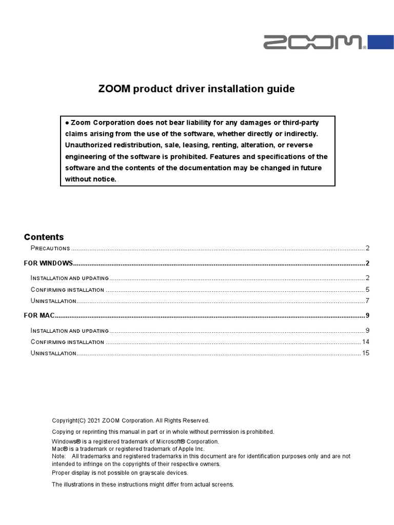 ZOOM ProductDriver Installation Guide E | PDF | Installation (Computer ...
