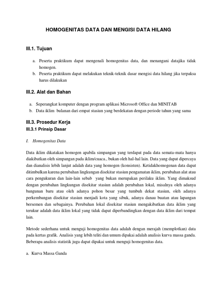 Homogenitas Data Dan Mengisi Data Hilang | PDF