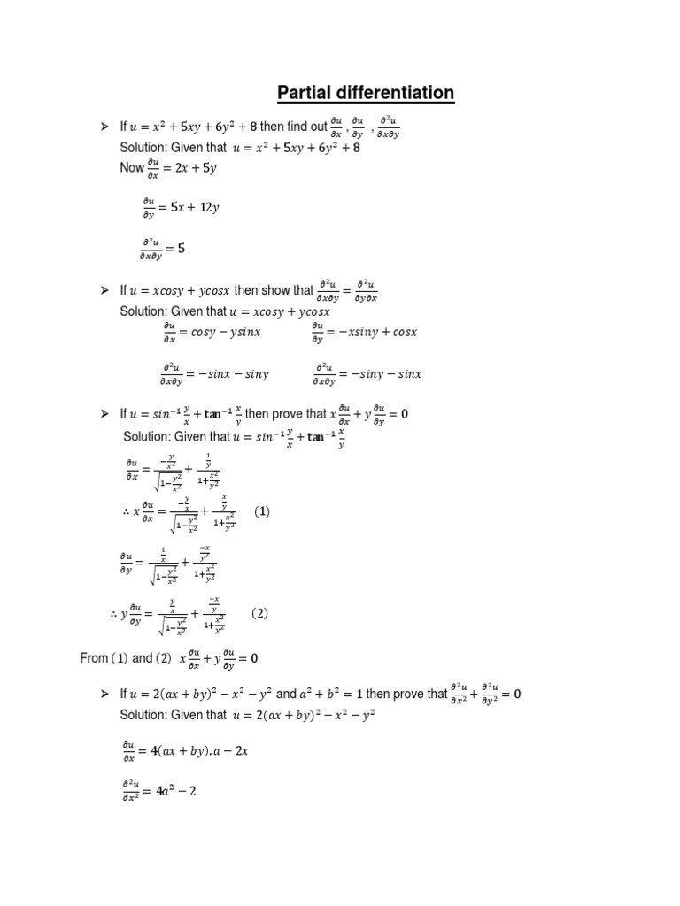 Partial Differentiation 1 | PDF | Differential Calculus | Mathematical ...
