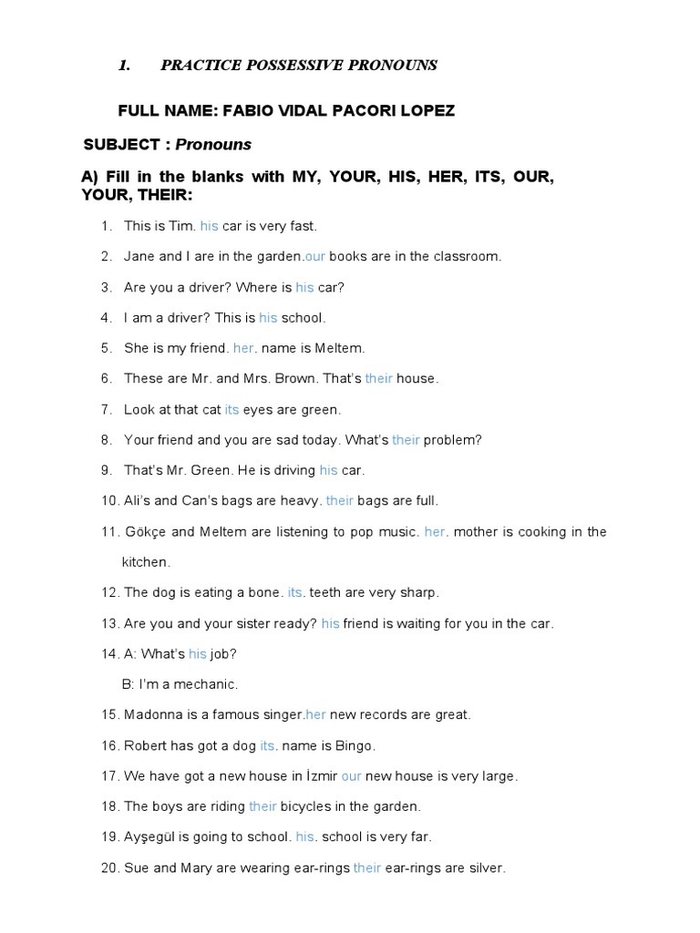 Practice Object Pronouns | PDF | Clothing