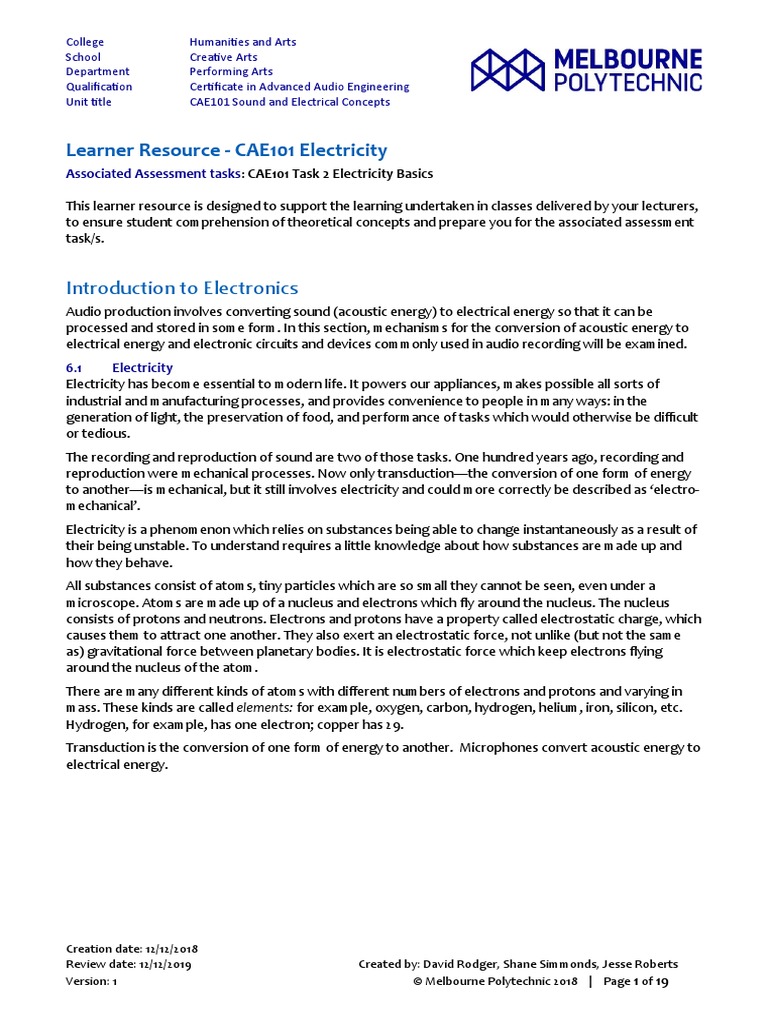 Learner Resource Electricity ENG | PDF | Equalization (Audio ...