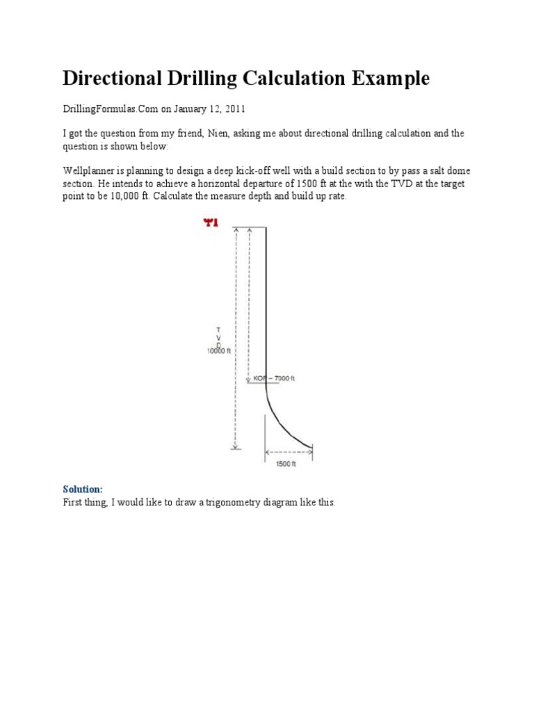 Directional Drilling Calculation Example | PDF | Trigonometry | Equations