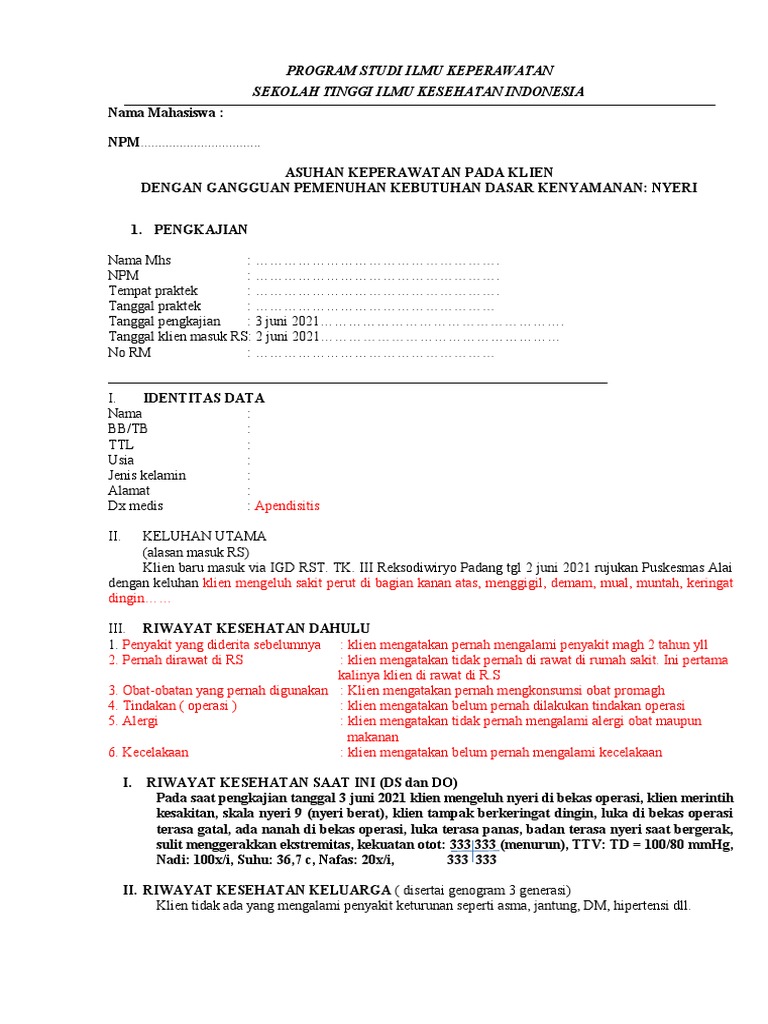 Contoh PENGKAJIAN KDP | PDF