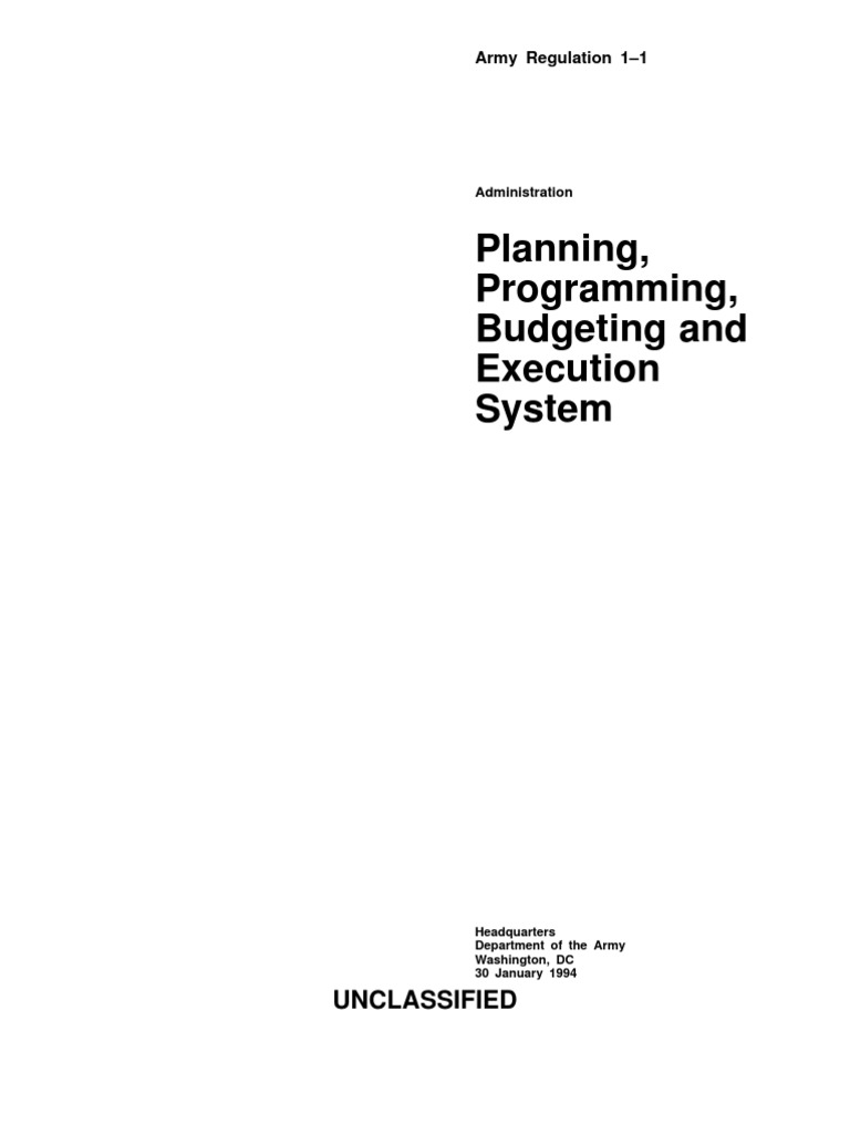AR 1-1 Planning, Programming, Budgeting and Execution System | PDF ...