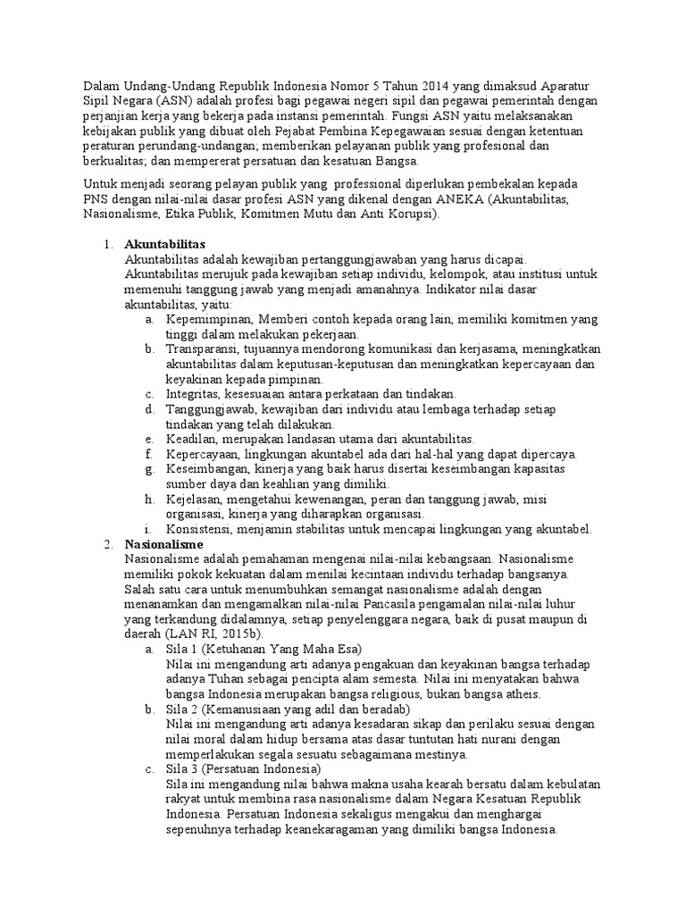 Nilai-Nilai Dasar Pns | PDF