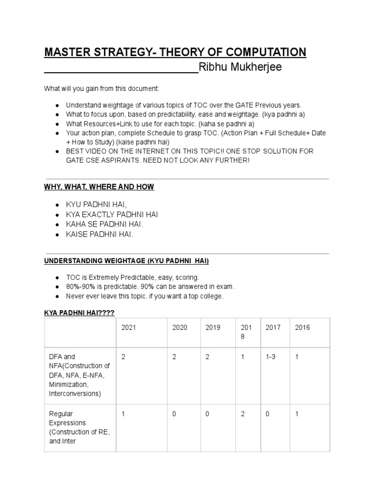Master Strategy - Theory of Computation | PDF | Regular Expression | Theory Of Computation