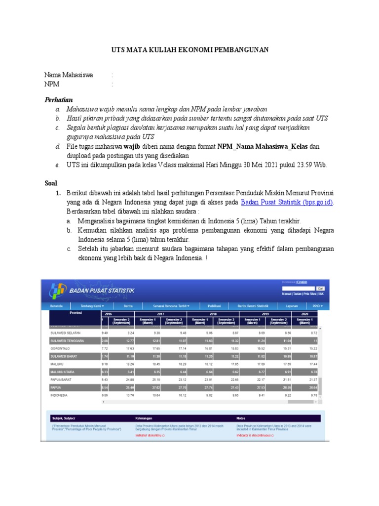 UTS Ekonomi Pembangunan | PDF