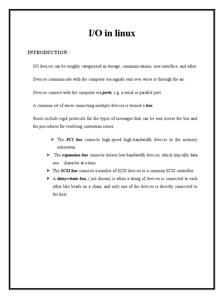 I/O in Linux | PDF | Input/Output | Data Buffer