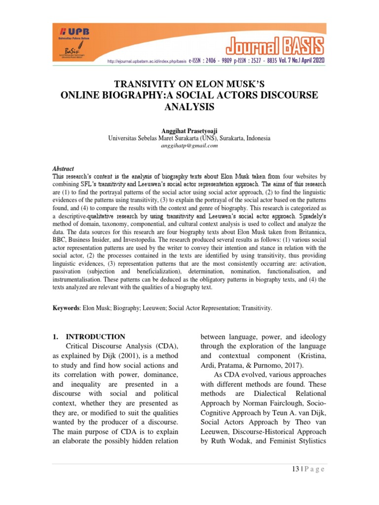 Analyzing Elon Musk's Biography Discourse | PDF | Linguistics | Human ...