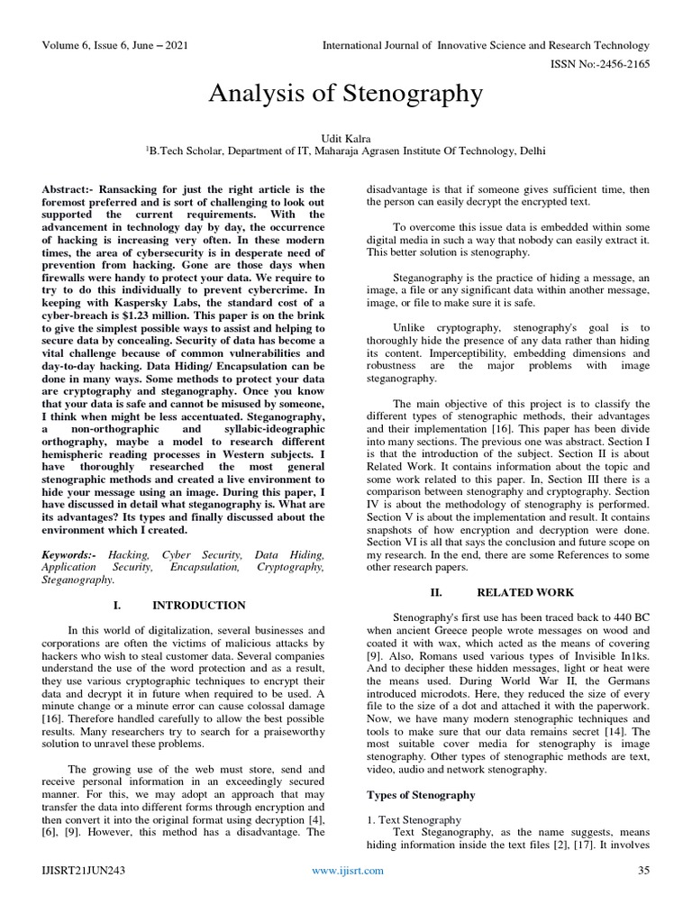 Analysis Of Stenography Pdf Cryptography Data Compression