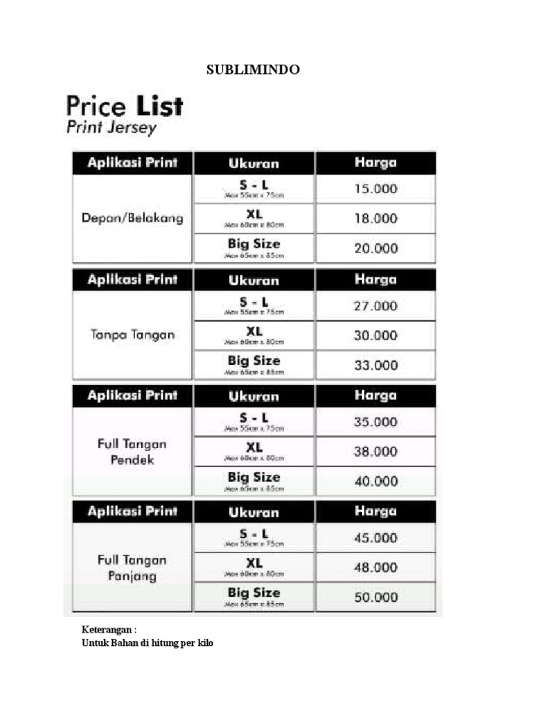 Price List Print Press | PDF