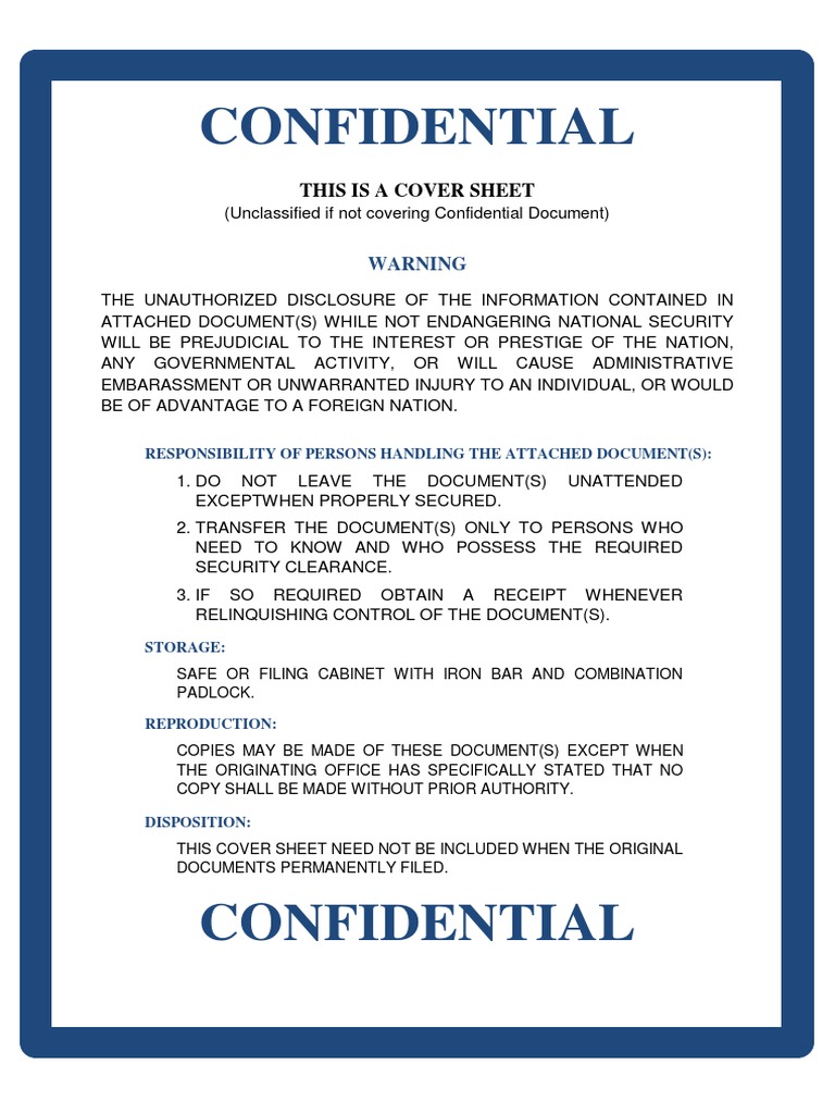 Confidential: This Is A Cover Sheet | PDF | Classified Information ...