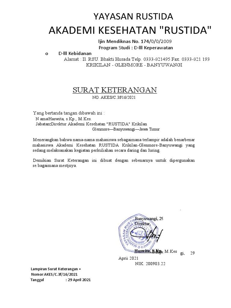 Surat Keterangan Bepergian 2021 | PDF