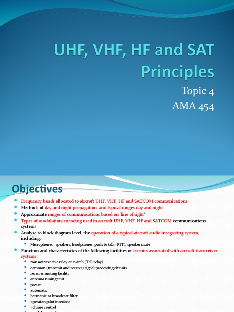 Topic 4 UHF, VHF, HF and SAT Principles | PDF | High Frequency | Radio ...