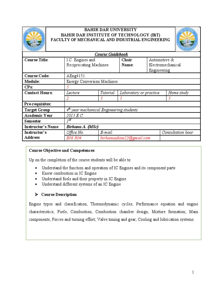 IC Course Guide Book | PDF | Internal Combustion Engine | Engines