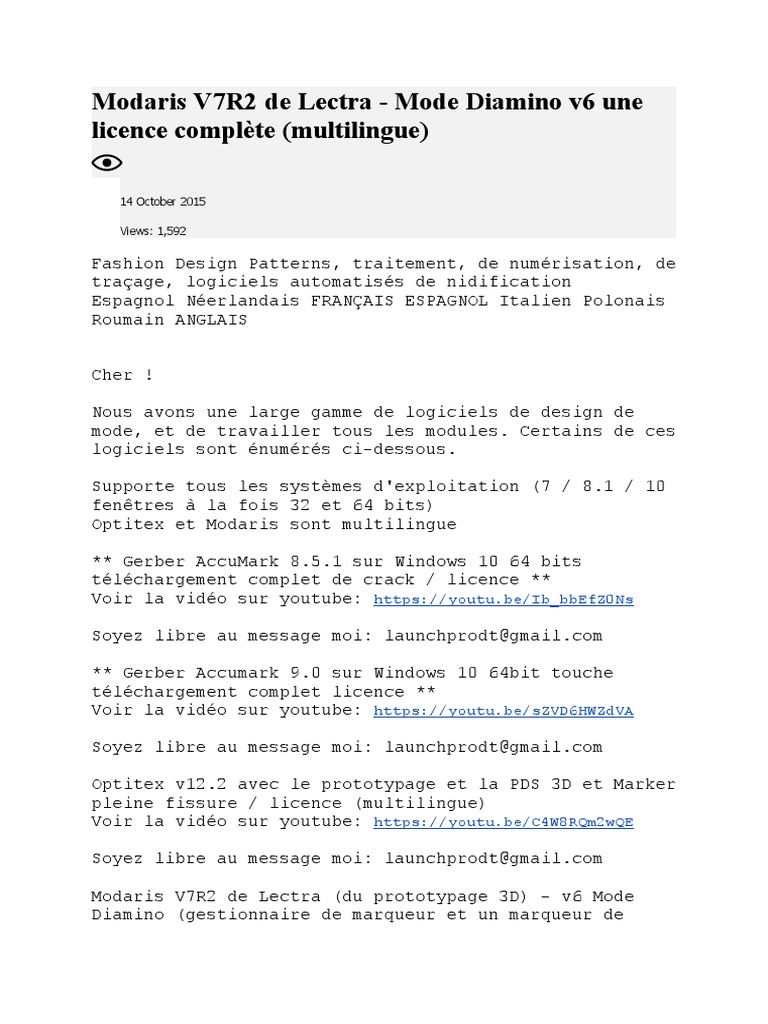 Modaris V7R2 de Lectra : Licence Complète | PDF | Conception assistée ...