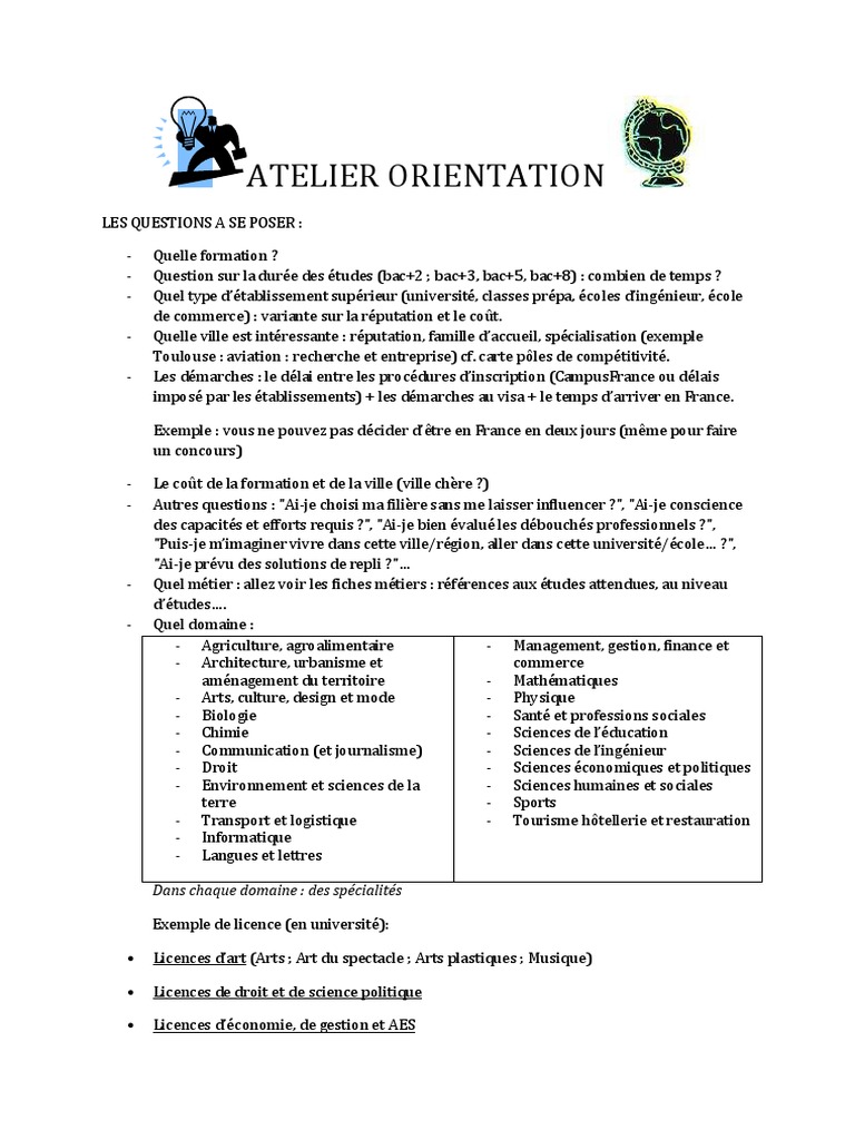 Atelier Orientation | PDF | Science | Enseignement supérieur