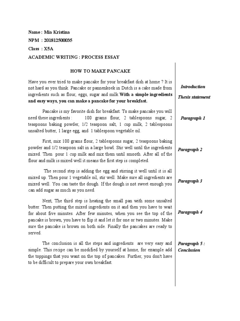 Mia Kristina-Process Essay | PDF | Cooking, Food & Wine | Wellness