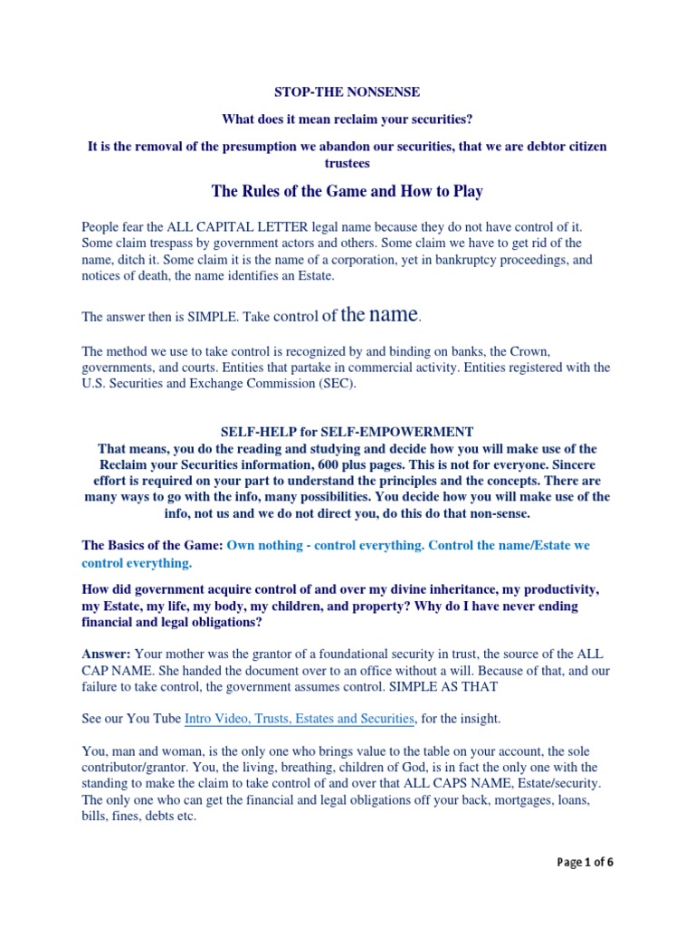 The Rules of the Game and How to Play (1) | PDF