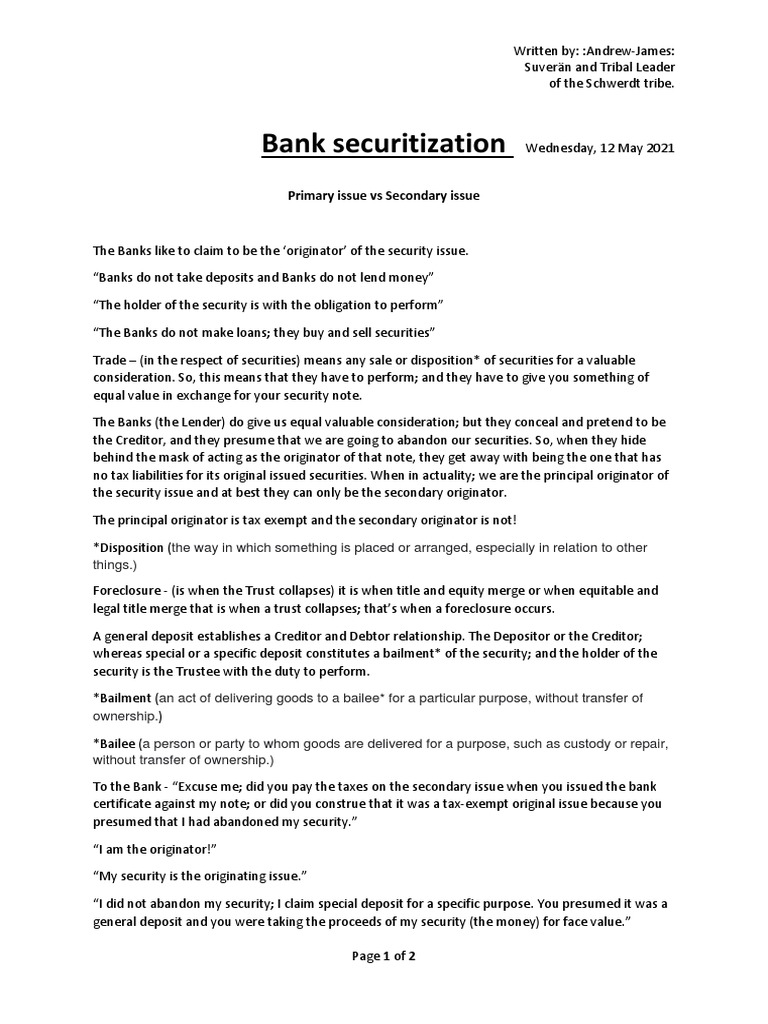 Bank Securitization | PDF | Securities (Finance) | Foreclosure
