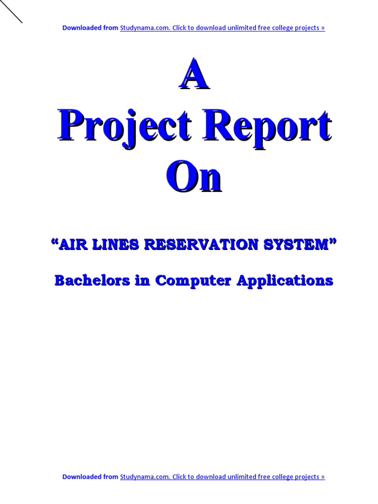 Bca Project Java Oracle Airline Reservation System Pdf Report
