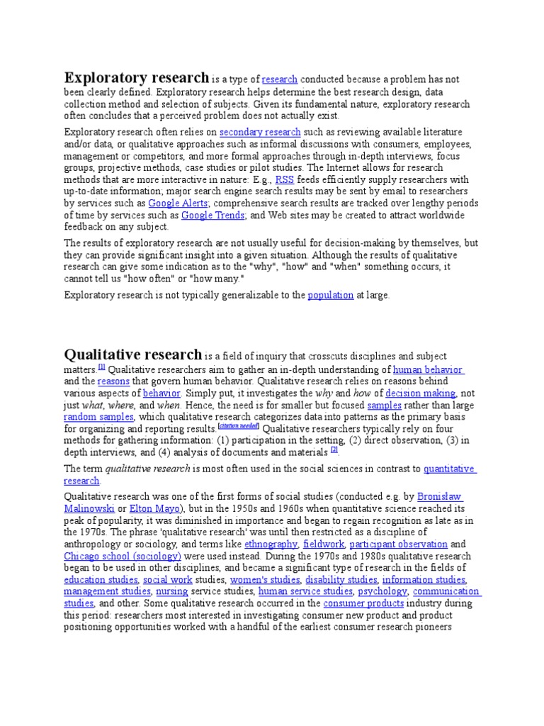 Exploratory Research | PDF | Quantitative Research | Qualitative Research