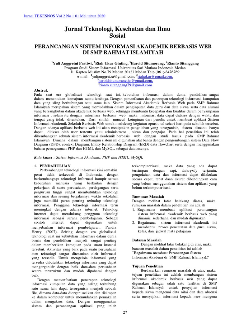 Sistem Informasi Akademik Web SMP | PDF