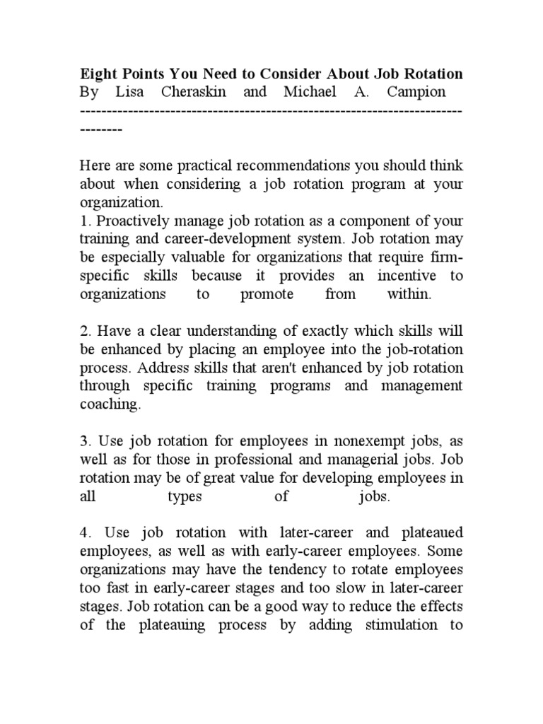 Job Rotation | PDF