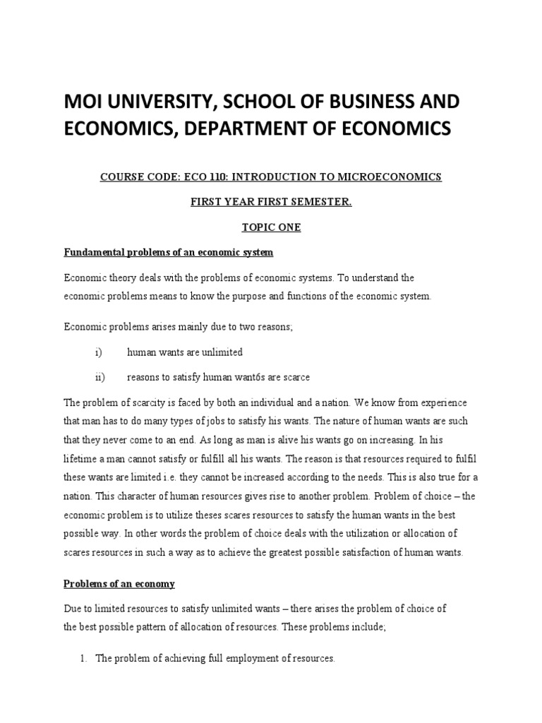 Eco 110 Notes. | PDF | Microeconomics | Economics