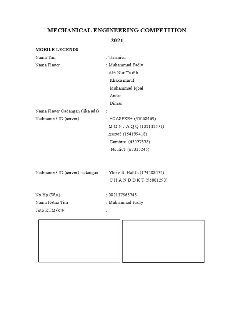 Formulir Pendaftaran Mec | PDF