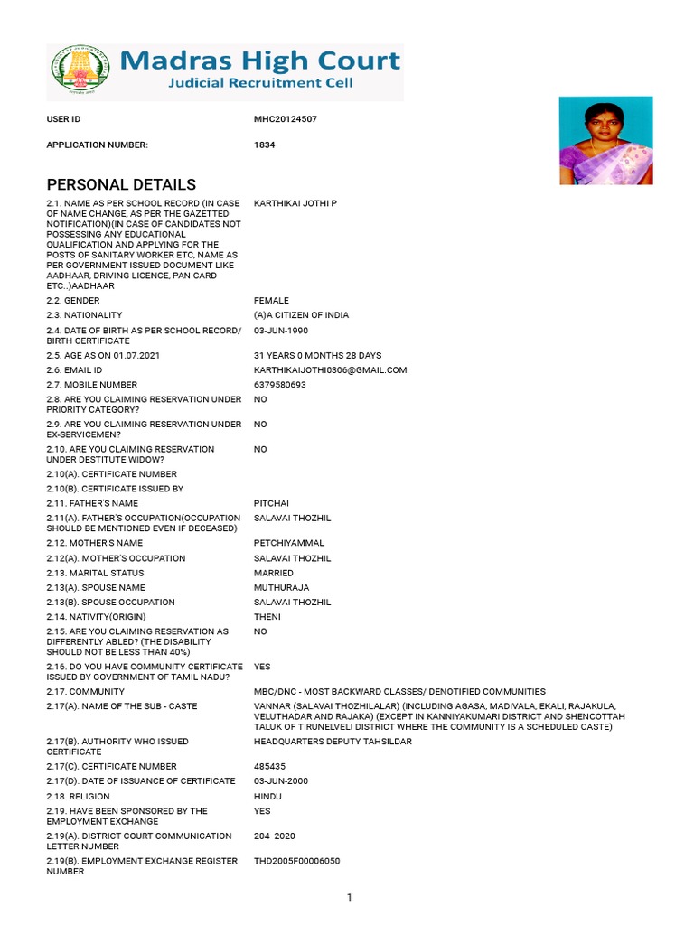 Karthika MHC Application | Download Free PDF | Test (Assessment) | Justice