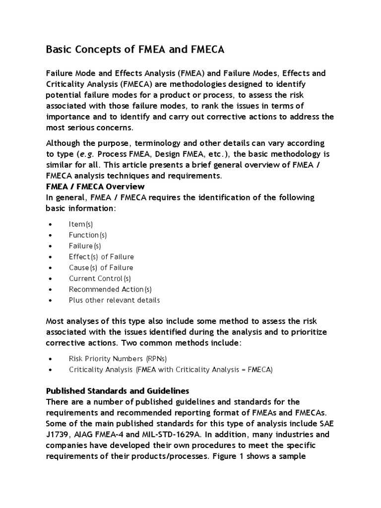 FMEA and FMECA: Key Concepts Explained | PDF | Analysis | Systems ...