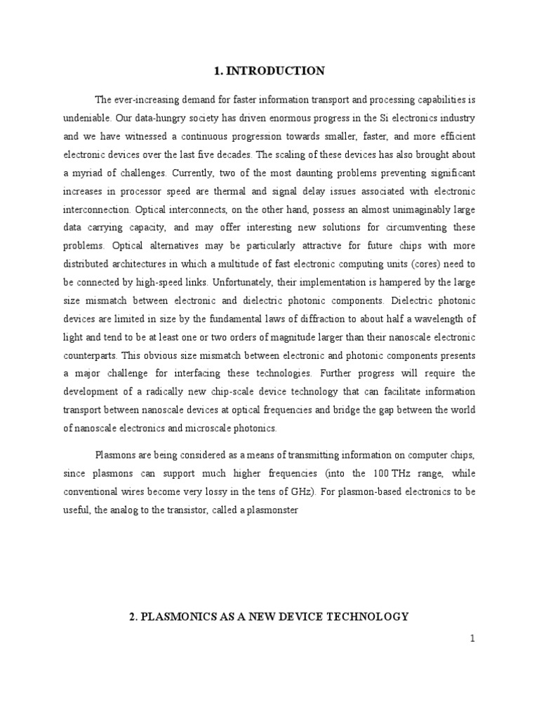 Plasmonics As A New Device Technology | PDF | Plasmon | Microscopy