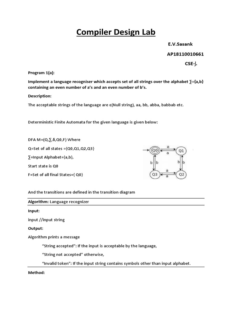 Compiler Design Lab Work | PDF | Formalism (Deductive) | Software Engineering
