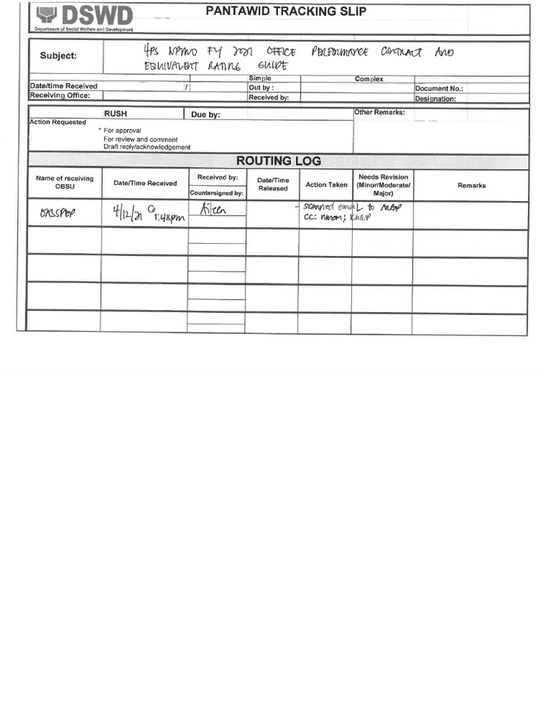 4PS Npmo Fy 2021 Office Performance Contract and Equivalent Rating ...